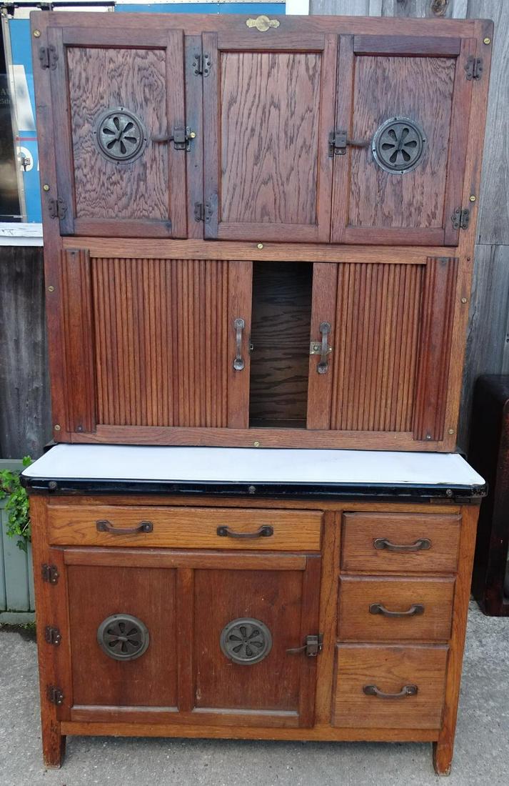 Hygena Oak Hoosier Cabinet 60x44x28
