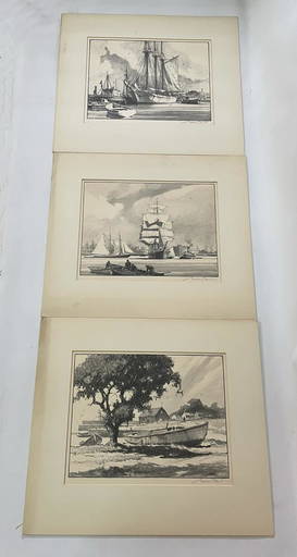 Gordon Grant Signed (3) Marine / Nautical Lithographs,