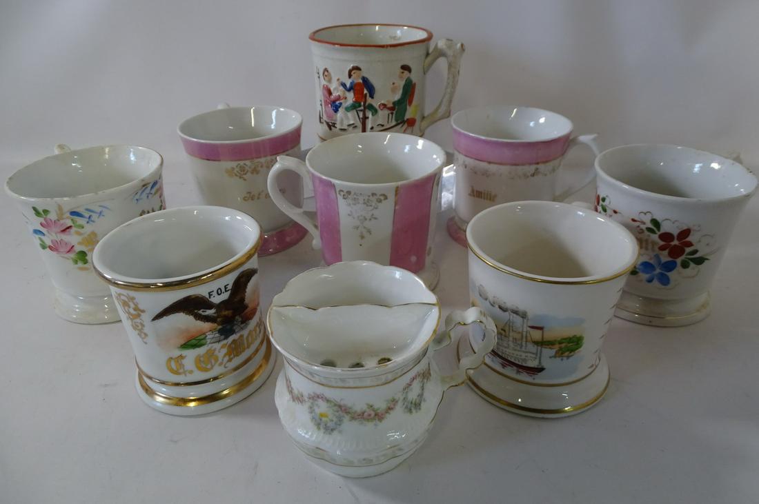 9 Decorated Shaving Mugs
