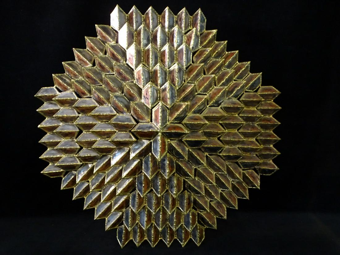 SIGNED MIDCENTURY COPPER BRUTALIST SCULPTURE (HAROLD MONK) 22X22 (#0144 ...