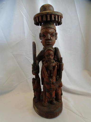 AFRICAN OLOGUN WARRIOR (YORUBA?) ANCESTOR FIGURE, 24"H (#0048) on Feb ...
