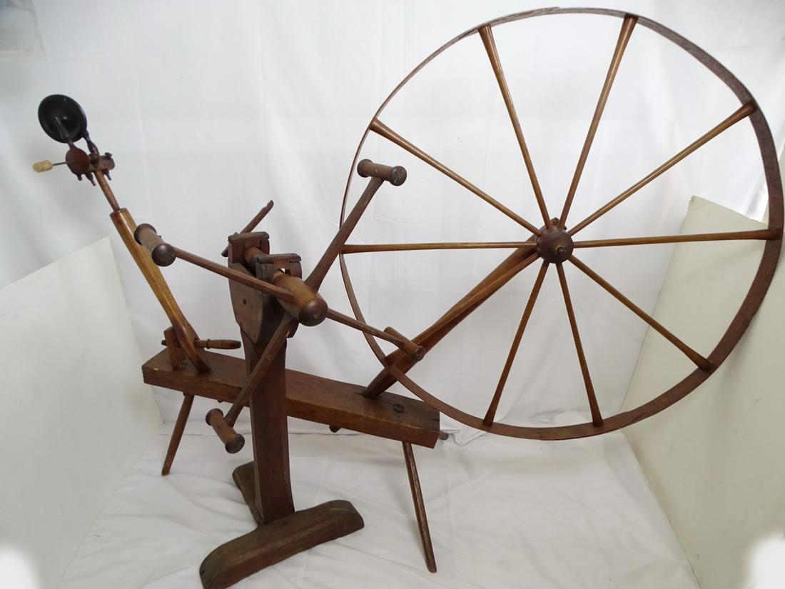 Antique Spinning Wheel And Yarn Winder (wheel 54x75x25