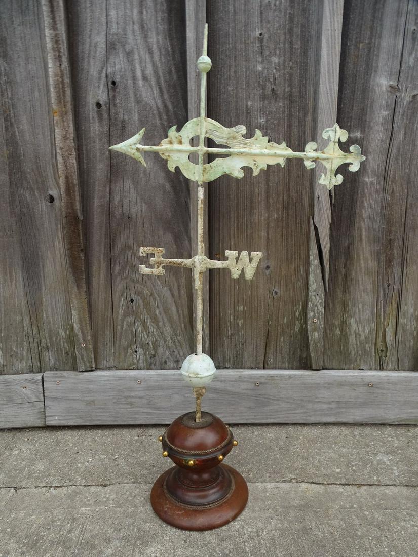 Weather Vane W/wood Base & Gold Accents 33 1/2" High X 17" Wide