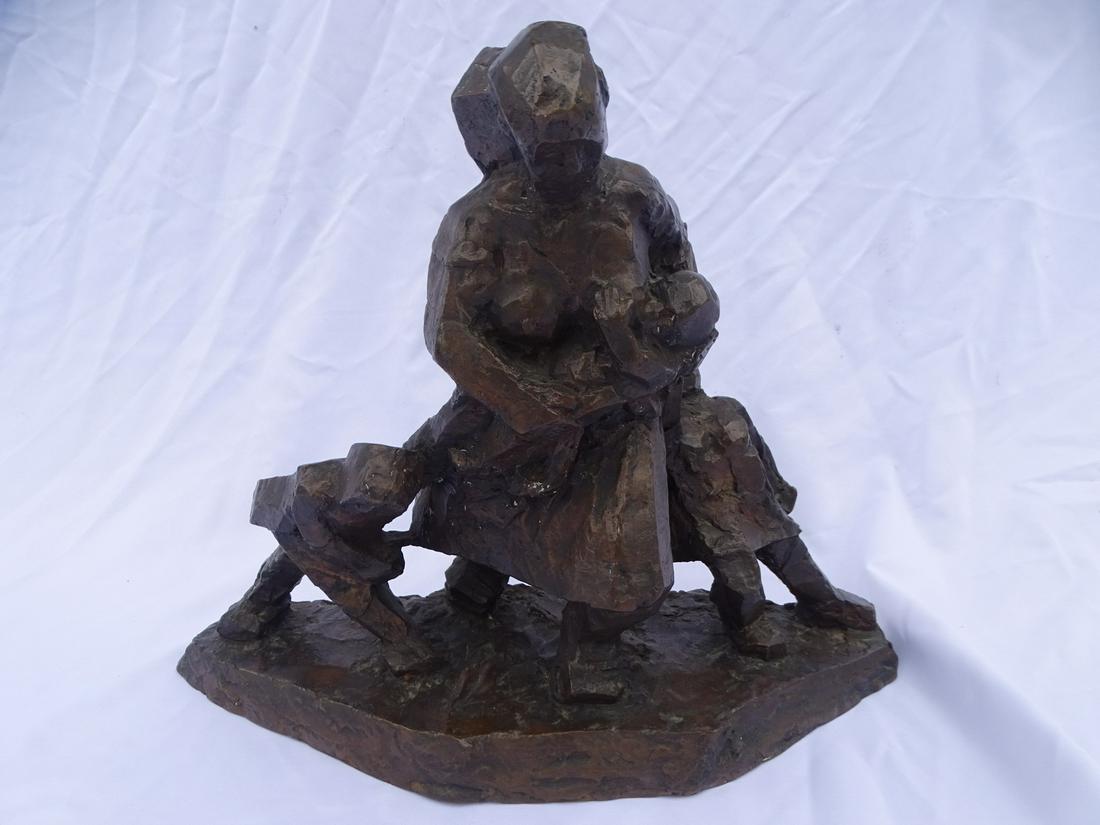 Contemporary Bronze Group, The Refugee Family, Lasslo Mosovits 15 X 21 ...