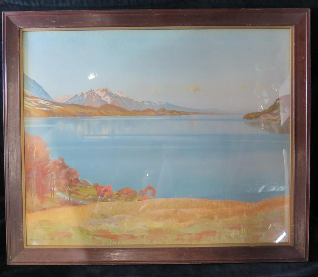 Marcus Jacobi Original Lithograph "mountain Landscape" 26.5x33 Image ...