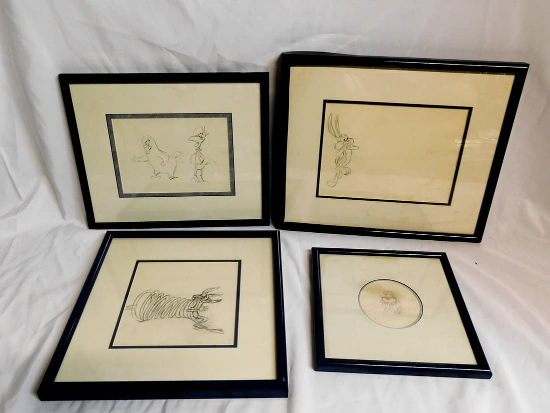 Four Original Framed Warner Bros. Animation Cels With Authentification ...
