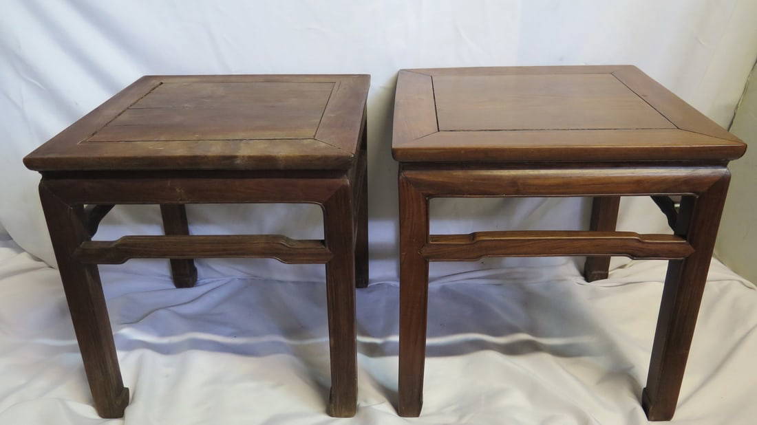 Pair Asian Inspired Square Side Tables 20" High X 19" X 19" - May 18 ...