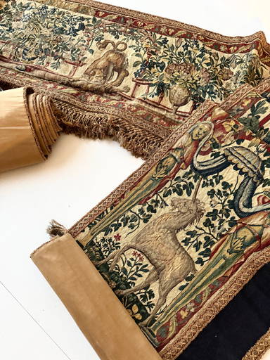 Very Rare Grand Architectural Antique Tapestry Portiere