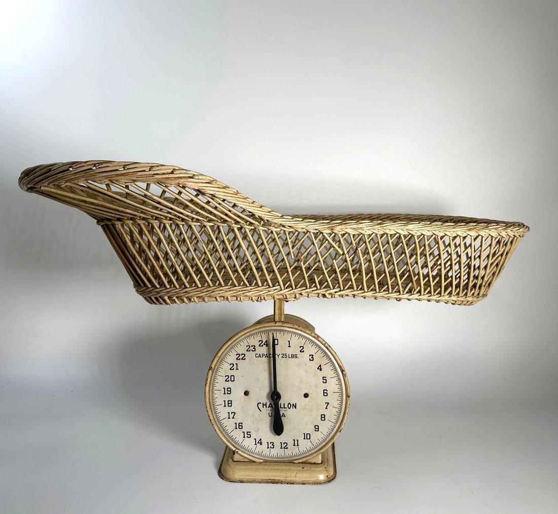 Vintage Chatillon Baby Scale With Wicker Basket Auction