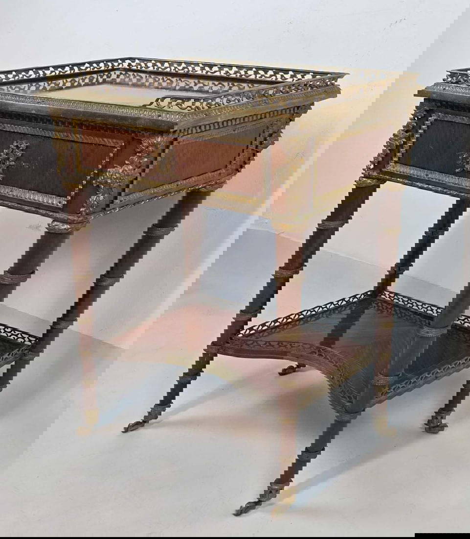 Louis Xvi Style Bronze Mounted Galleried Marquetry Side Writing Table ...