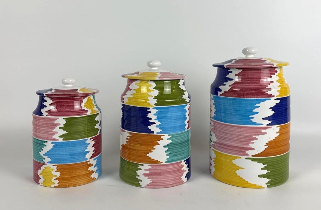 Buy Grazia Deruta Italy Multi-color Flame Stitch Pattern 3 Pc Ceramic ...