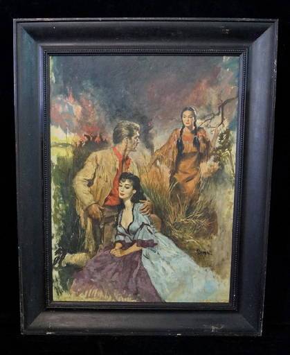 Charles Binger Sgn. O/b Illustration Cowboy & Indian