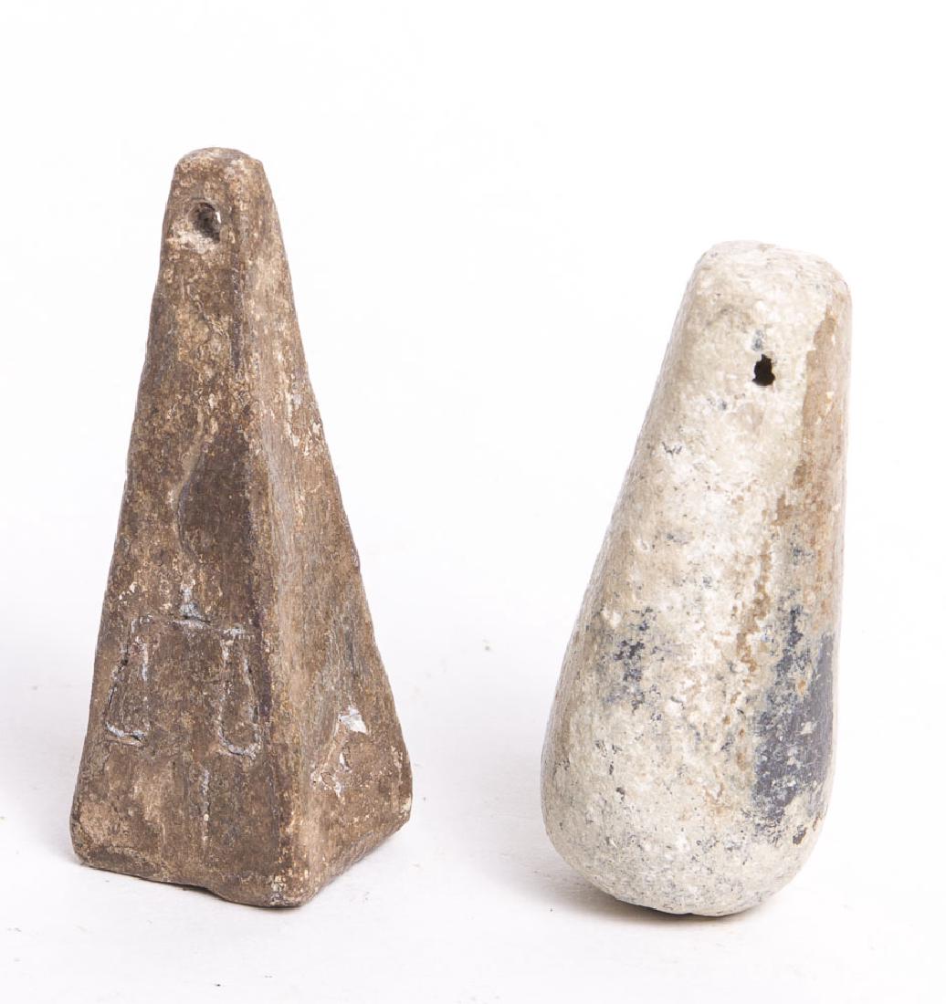 Lot of 2 Ancient Roman Lead Loom weights c.2nd cent AD