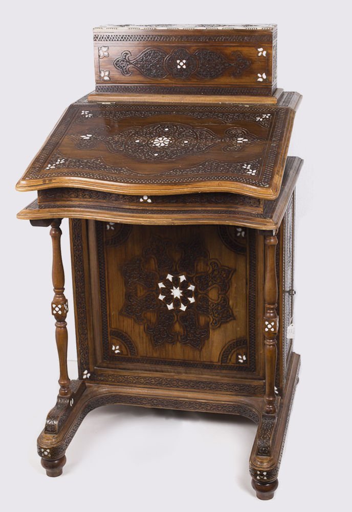 SYRIAN, Moorish, Middle Eastern INLAID HARDWOOD Desk.