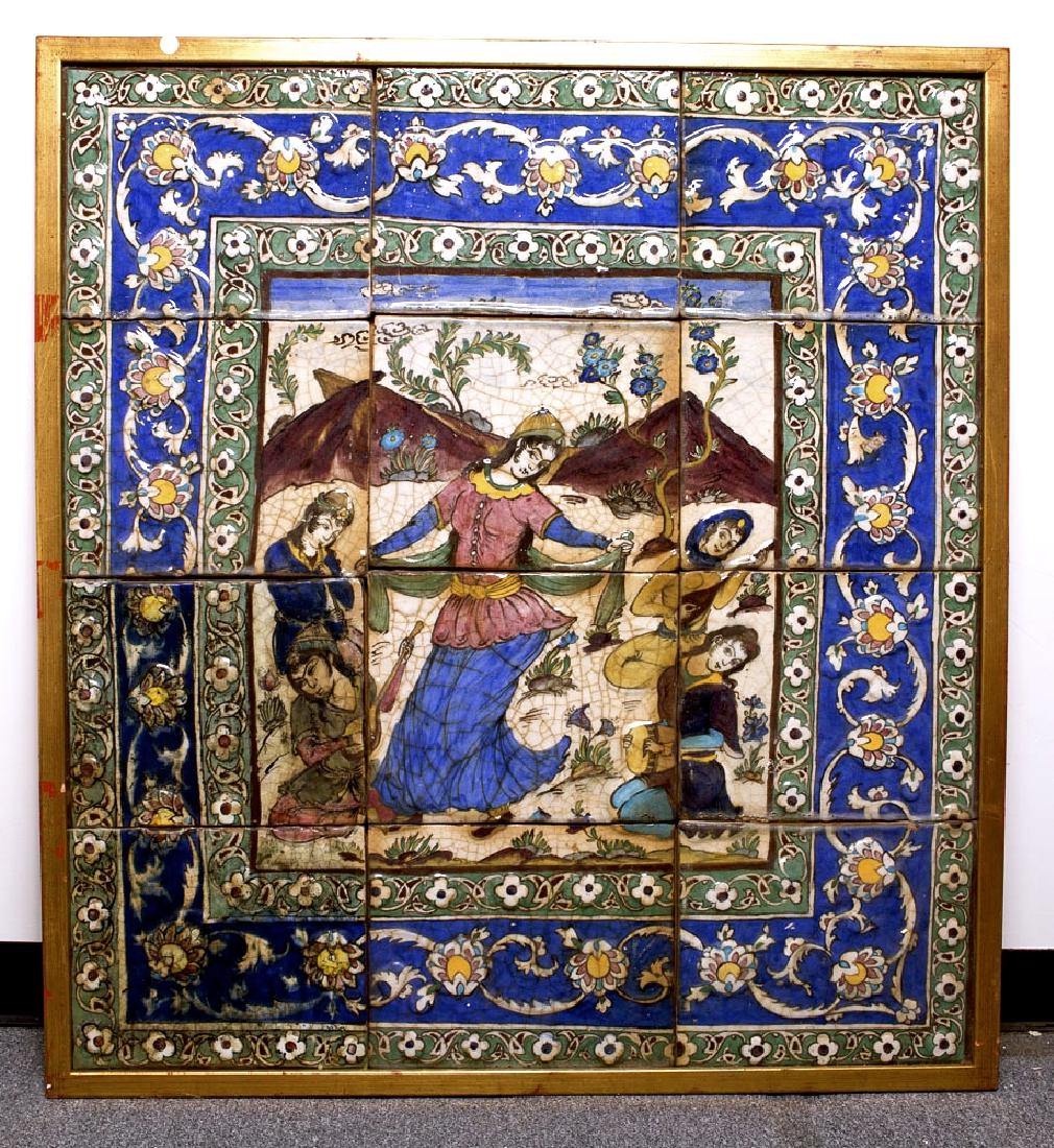 A Set of 12 19th century Persian Qajar Ceramic Tiles