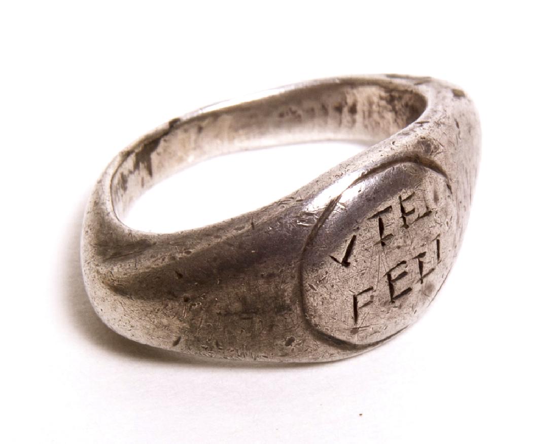 Ancient Roman Silver Ring With Inscriptions C.1st Centu