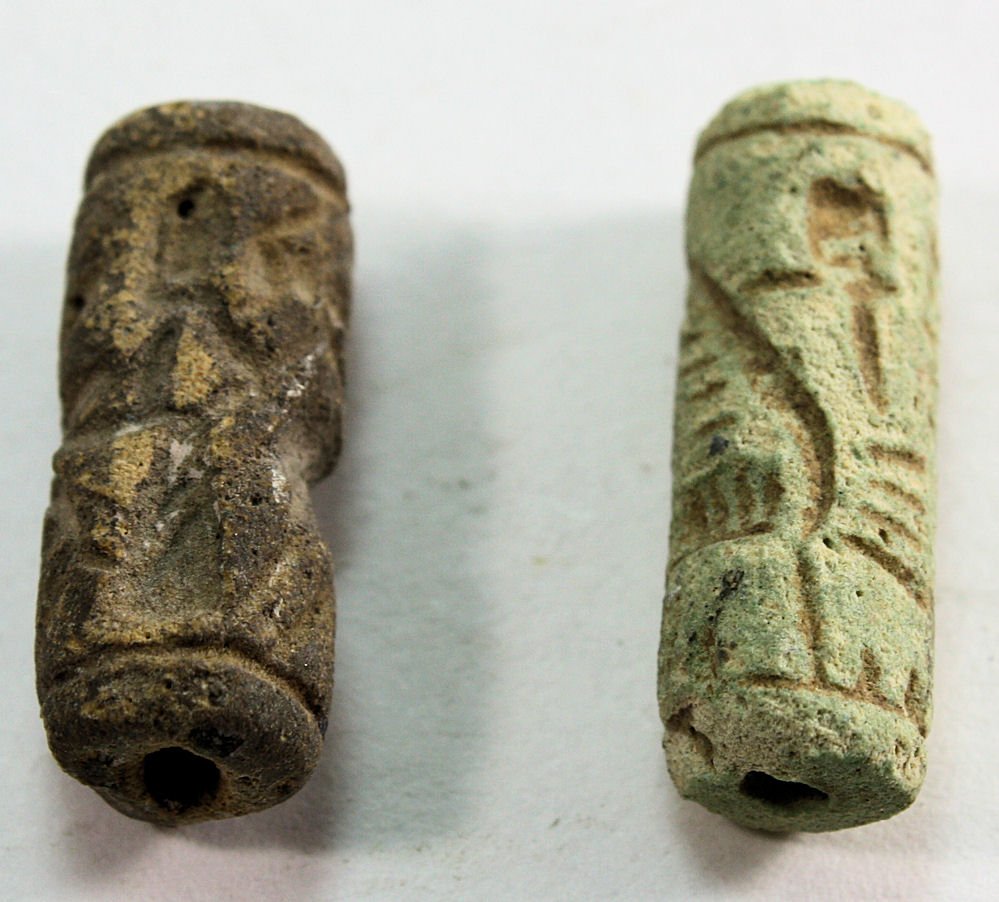 Lot Of 2 Ancient Mesopotamian Cylinder Seals C.650 Bc.