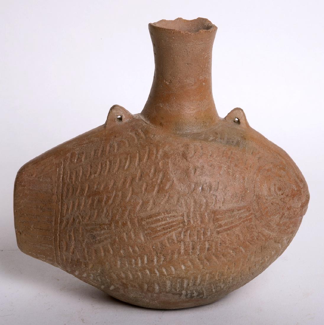 Ancient Pre Columbian Chimu Pottery Fish Form Vessel,