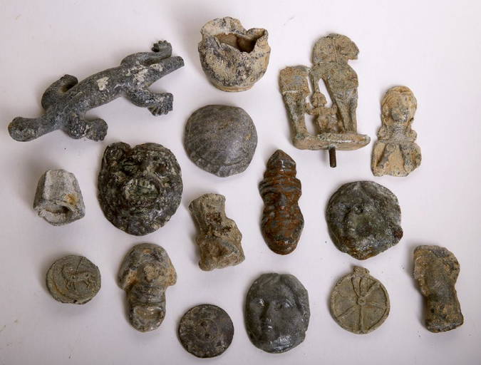 Lot Of 15 Ancient Roman Lead Figures And Fragments