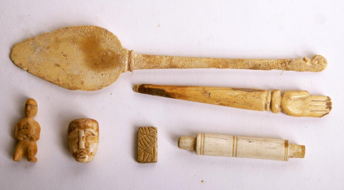 Lot of 6 Ancient Roman Bone Spoon, figures c.4th cen AD