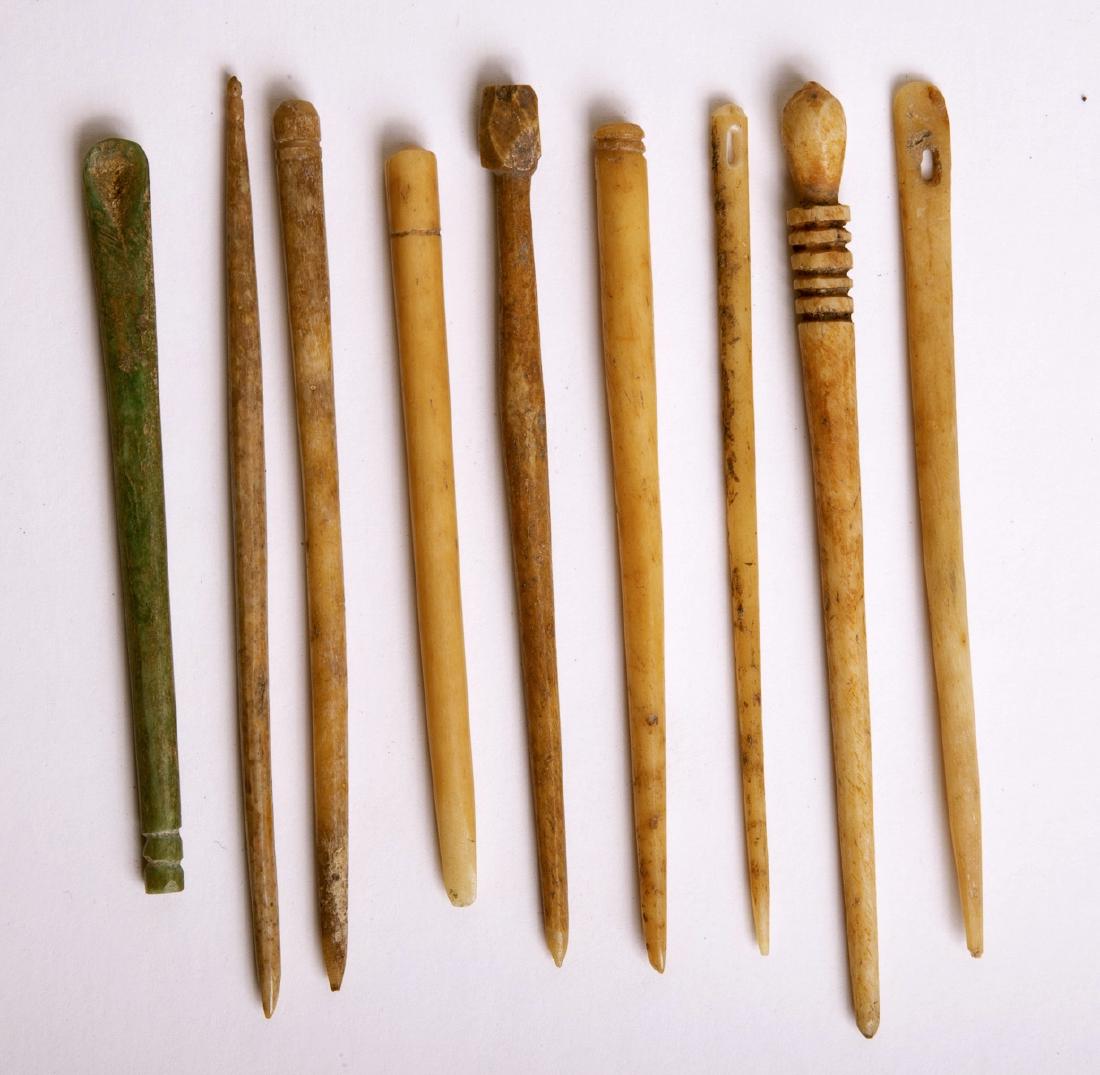 Lot of 9 Ancient Roman Bone Pins and Needles c.2nd cent
