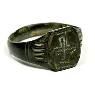 Ancient Samaritan Bronze Signet Ring Byzantine Period