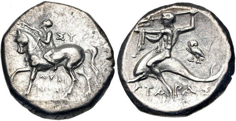 Ancient Calabria, Tarentum. Circa 272 240 Bc. Ar Nomos