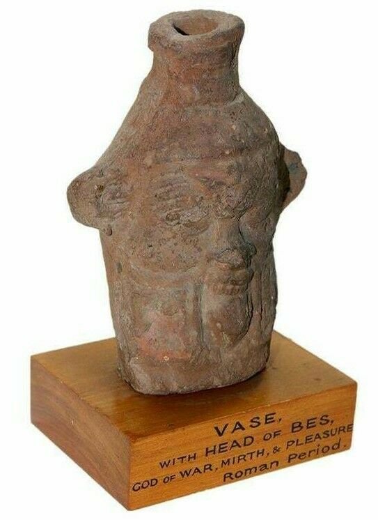 Ancient Egyptian Terracotta Vessel In The Form Of Bes;