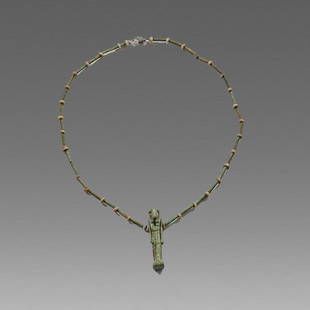 Egyptian Mummy Bead Necklace With Thoth Amulet