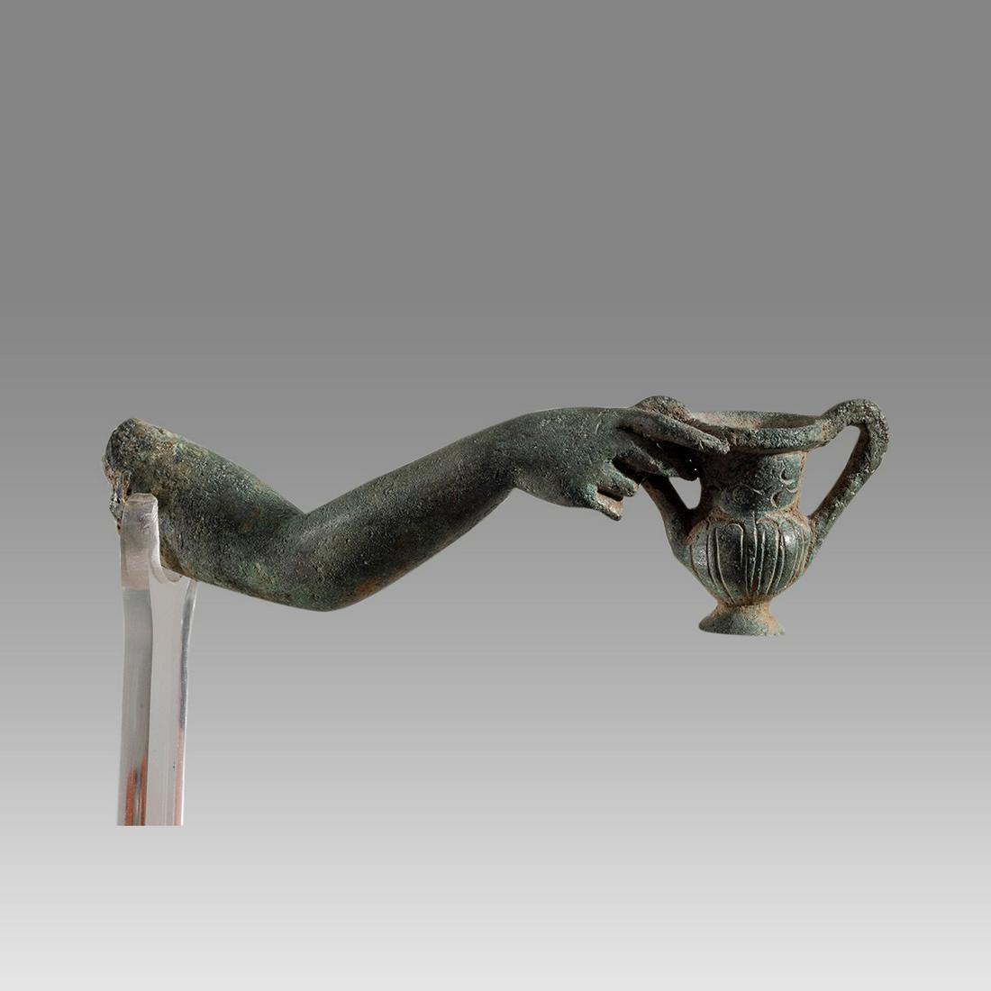 Ancient Roman Bronze Hand Holding Amphora C.1st 2nd Century Ad.