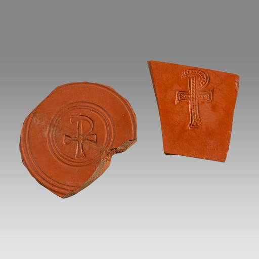Lot of 2 North African Red Slip Ware Sherds With Early Christian CHI ...