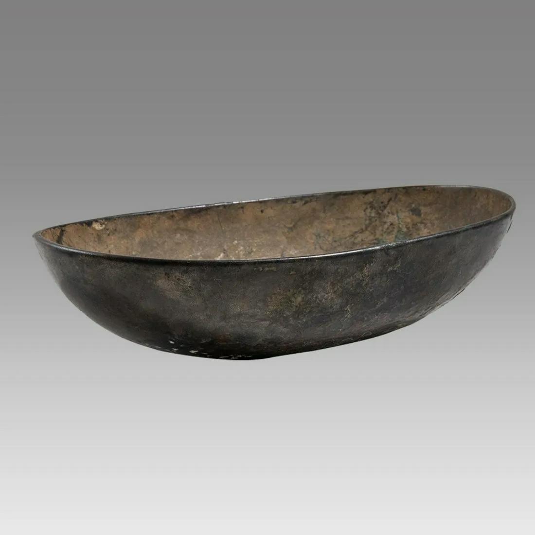 Ancient Sasanian Bronze Oval Shaped Bowl C.6th Century Ad.