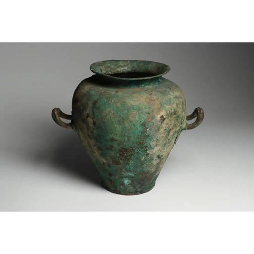 Ancient Roman Large Bronze Handled Storage Vessel C.1st 2nd Century Ad.