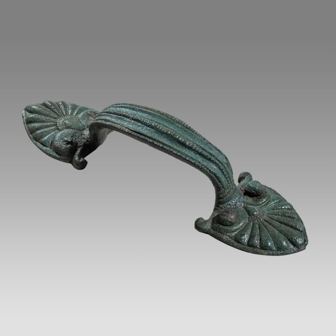 Ancient Etruscan Bronze Vessel Handle C.5th Century Bc.