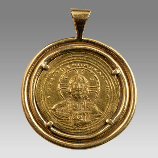 Ancient Byzantine Gold Coin Pendant Constantine Viii. 1025 1028 Ad. Av ...