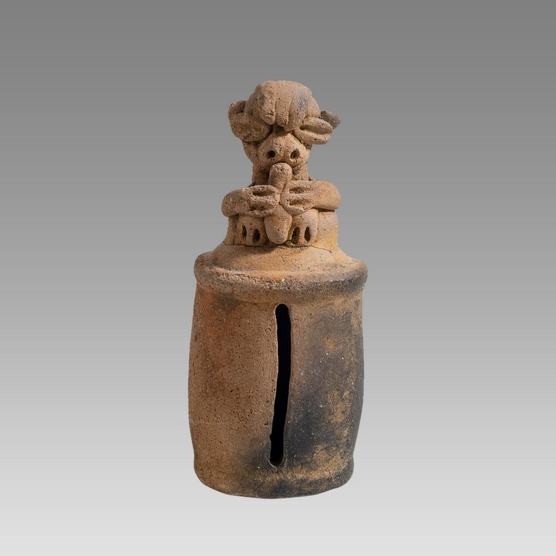 Ancient Pre Columbian Monkey Rattle, Playing Flute Or Eating Banana ...