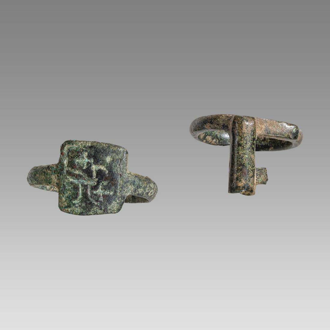 Ancient Roman, Bronze Key Ring, Byzantine Bronze Ring With Crosses C ...