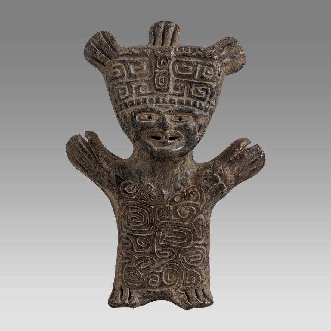 Pre-columbian, Veracruz Sonriente Type Laughing Figure. Auction