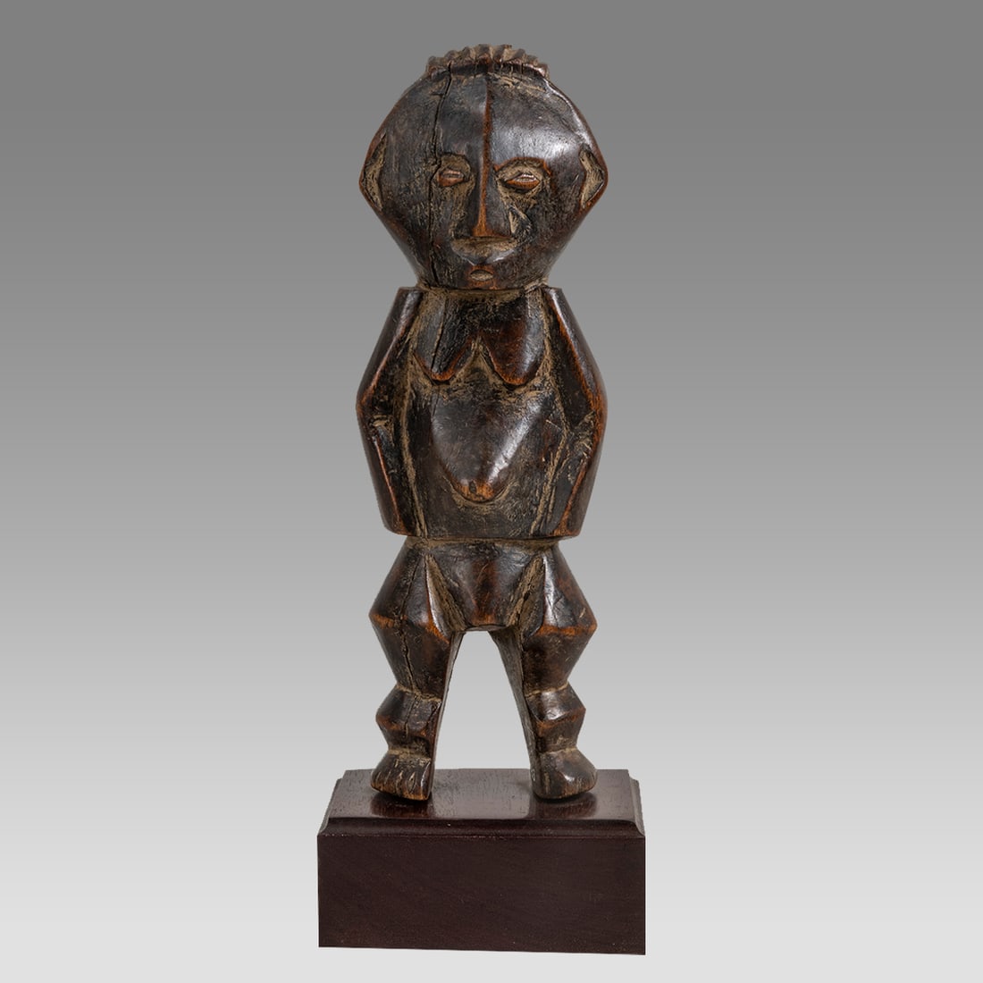 African, Drc Azande Or Menza Standing Hermaphrodite Wood Figure. Auction