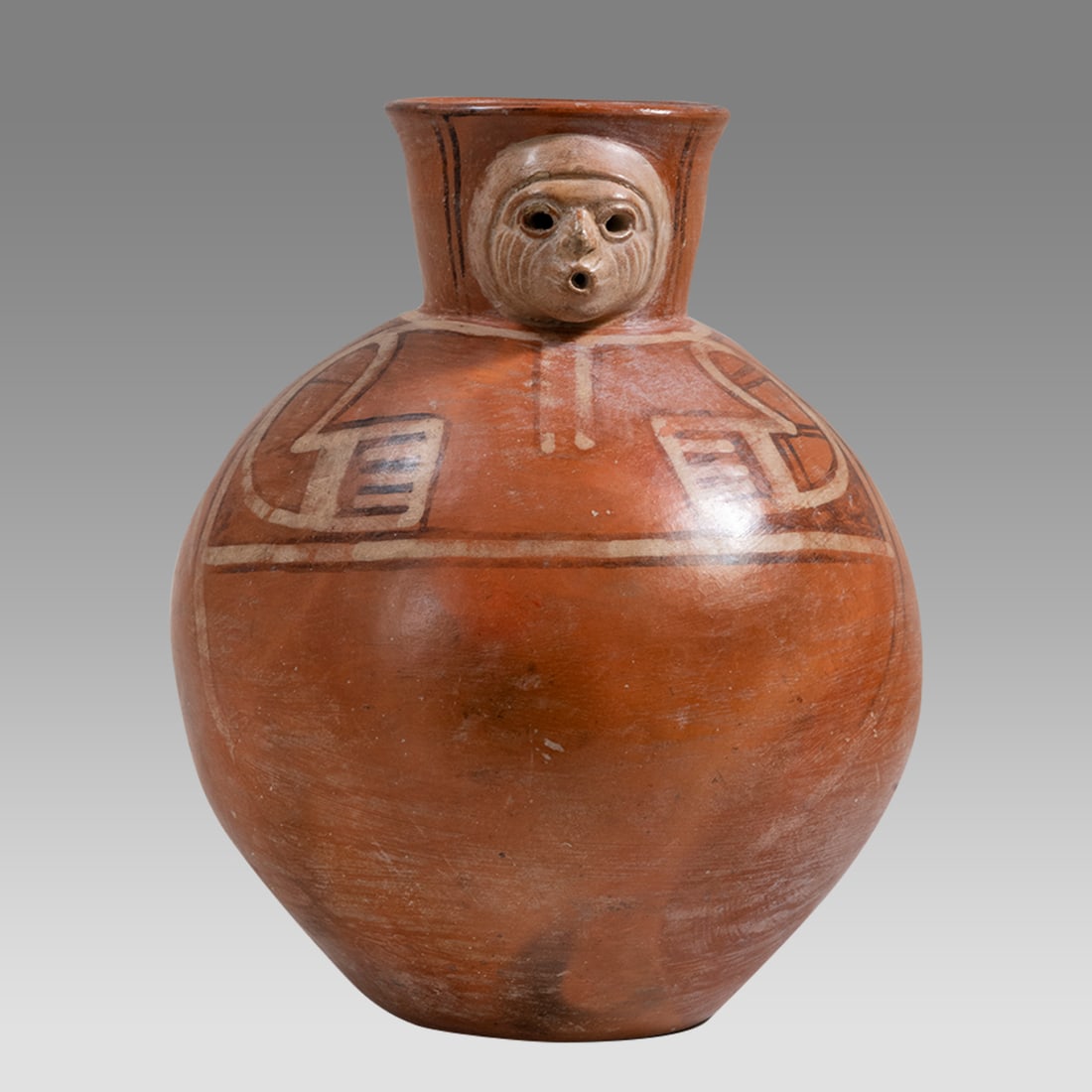 Ancient Moche Anthropomorphic Pottery Vessel Ca. 500-700 A.d. Auction