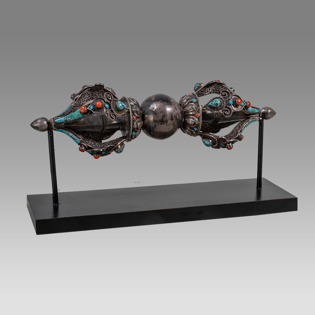 Tibetan Silver Vajra Buddhist Ritual Tool. Auction