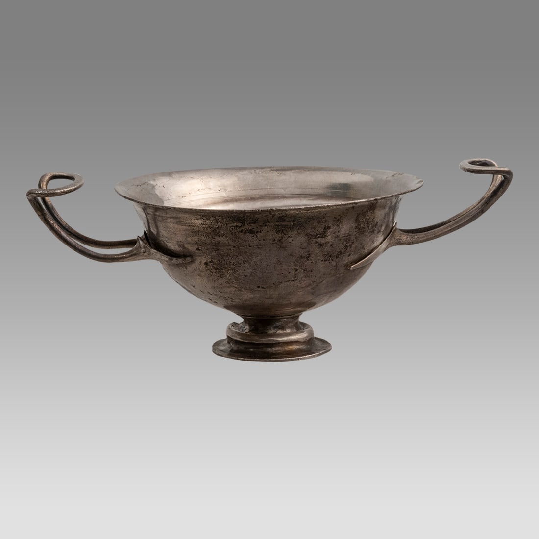 Ancient Greek Silver Double Handled Pedestal Kylix Wine Cup Ca. 5th-3rd ...