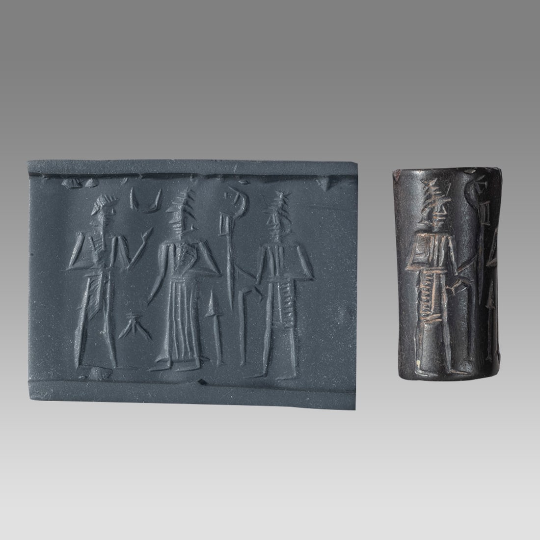 Ancient Akkadian Carved Master Of The Animal Cylinder Seal Mesopotamia ...