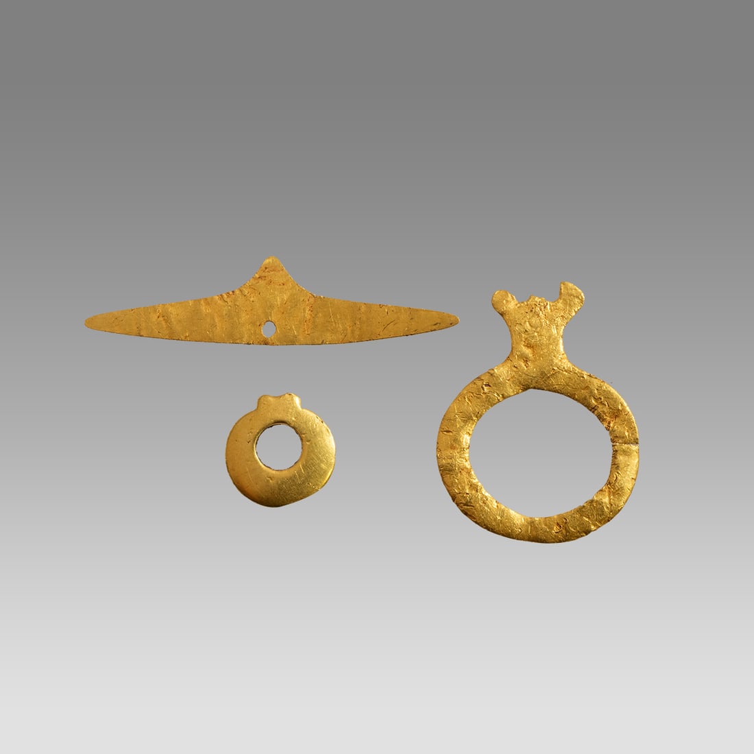 Lot Of 3 Ancient Sumerian Gold Amulets C.3000 Bc. Auction