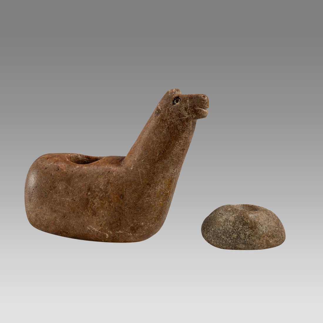 Lot Of Inca/chimu Stone Canopa & Olmec/mezcala Jadeite Ear Spool. Auction