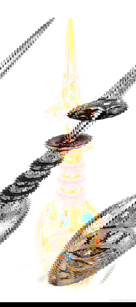 19th C. Bohemian Moser Ottoman Persian Market Cut To Clear Decanter Auction