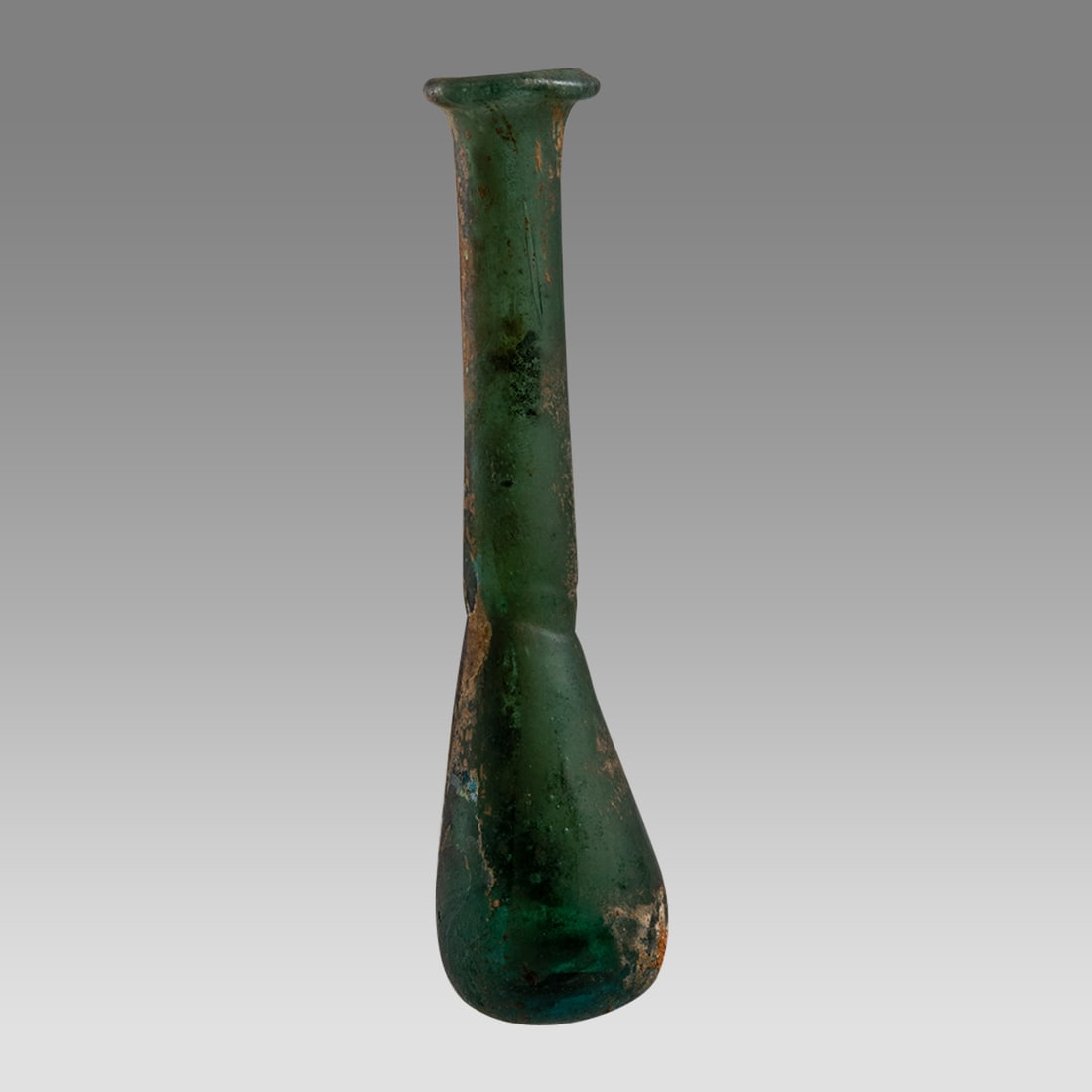 Ancient Roman Green Glass Unguentaria, Bottle C.2nd Century Ad. Auction