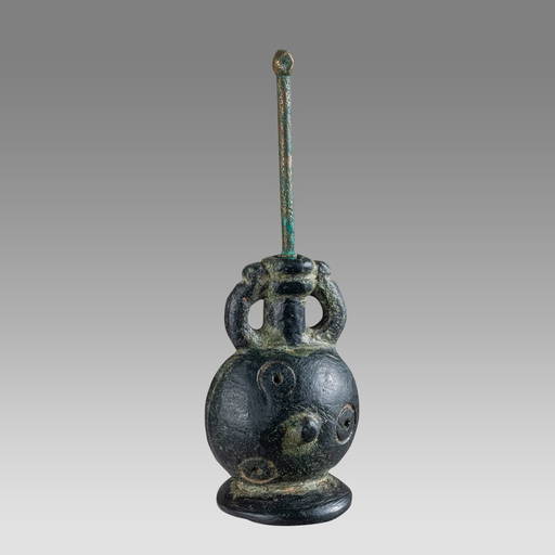 Ancient Byzantine Stone Kohl Jar With Bronze Pin C.6th Century Ad.