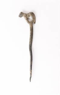 Ancient Roman Bronze Pin Of A Hare