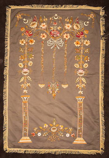 Antique Ottoman Turkish Embroider Textile Mehrab Panel